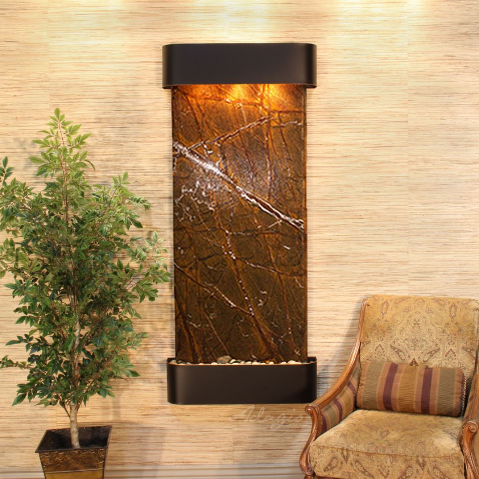 Inspiration Falls-Round Blackened Copper Brown Marble