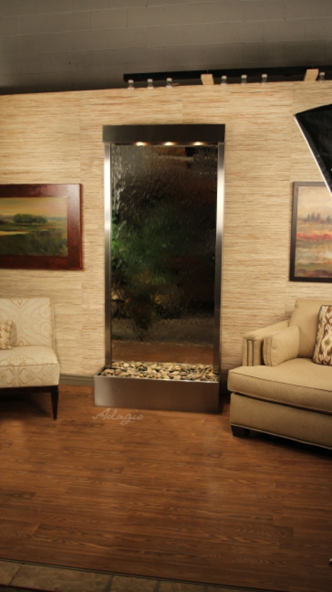 Tranquil River - Flush Mount Stainless Steel Silver Mirror Floor Water ...